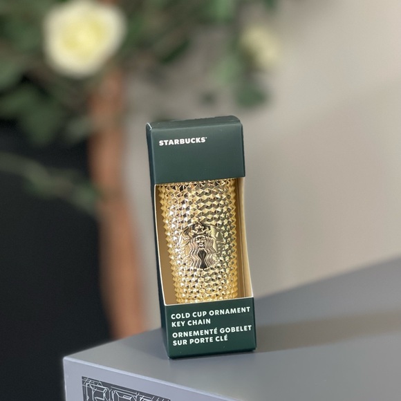 Starbucks | Accessories | Starbucks Gold Chrome Cold Cup Ornament Key ...